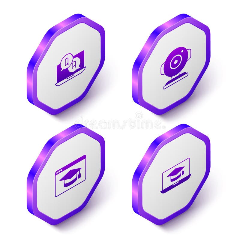 Set Isometric Question and Answer, Web Camera, Online Education and ...