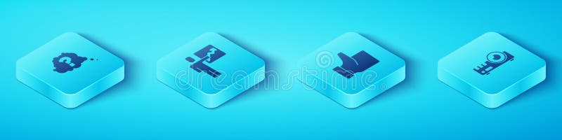 Set Isometric Question Mark, Team Leader, Media Projector and Hand Like ...