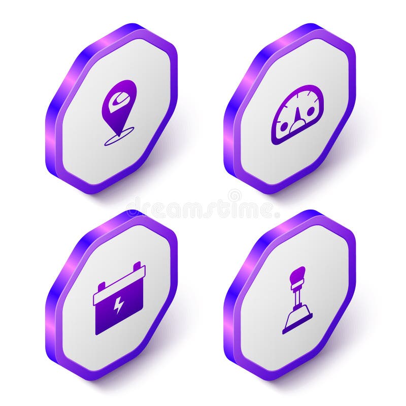 Set Isometric Racing Helmet, Speedometer, Car Battery and Gear Shifter ... Set Isometric Racing Helmet, Speedometer, Car Battery and Gear Shifter ...