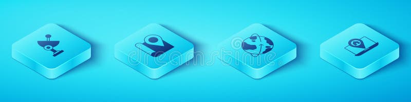 Set Isometric Radar, Folded Map with Location Marker, City Navigation ...