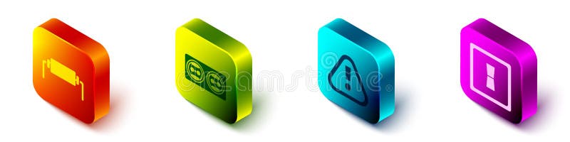 Set Isometric Resistor Electricity, Electrical Outlet, Exclamation Mark ...