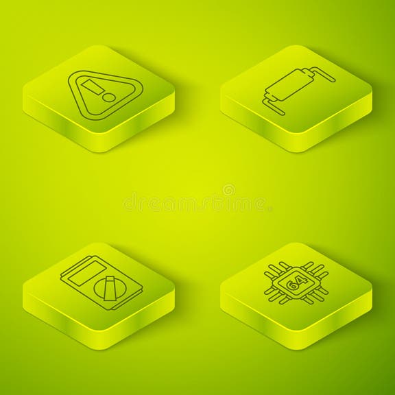 Set Isometric Resistor Electricity, Multimeter, Processor with ...