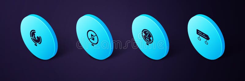 Set Isometric Road Traffic Sign, , No Cell Phone and Icon. Vector Stock ...