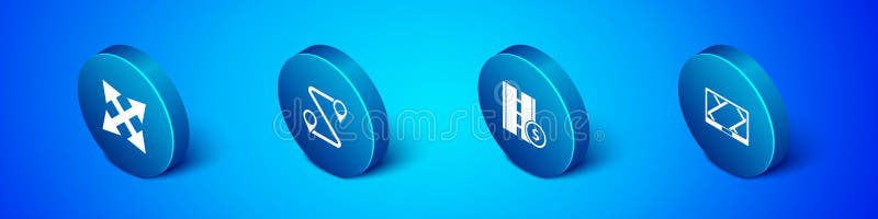 Set Isometric Road Traffic Sign, Toll Road, Gps Device with Map and ...