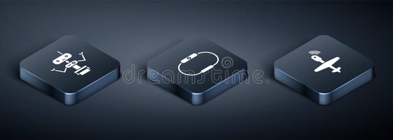 Set Isometric Robot, UAV Drone and Smartwatch Icon. Vector Stock ...