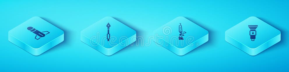Set Isometric Rocket, Medieval Spear, Flashlight and Sniper Rifle with ...