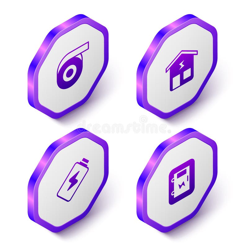 Set Isometric Roll Adhesive Tape, Smart Home, Battery Charge and ...