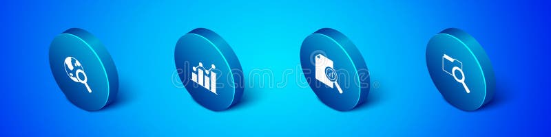 Set Isometric Search Globe, Document with Graph Chart, Folder and Pie ... Set Isometric Search Globe, Document with Graph Chart, Folder and Pie ...