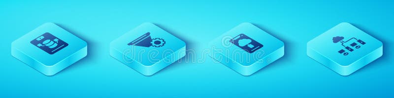 Set Isometric Server, Data, Web Hosting, Filter Setting, Computer Network and Cloud Technology ...