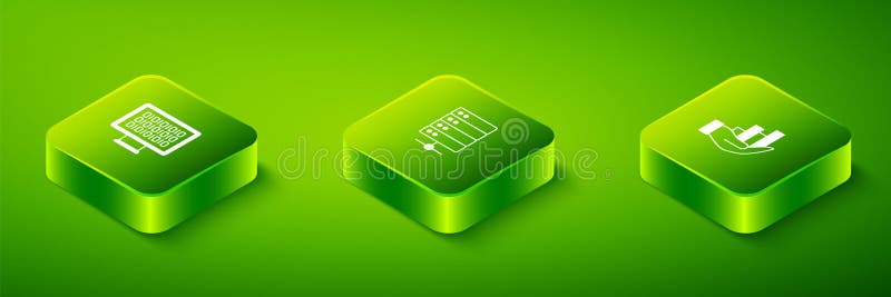 Set Isometric Server, Pie Chart Infographic and Binary Code Icon. Vector Stock Illustration ...