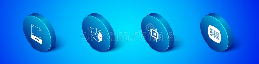 Set Isometric Server, Processor CPU, Binary Code and Pie Chart Infographic Icon. Vector Stock ...