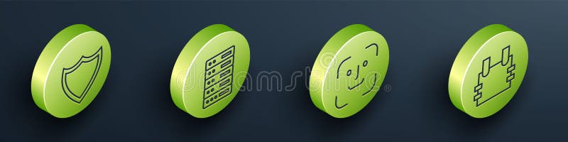 Set Isometric Shield, Server, Data, Web Hosting, Face Recognition and ... Set Isometric Shield, Server, Data, Web Hosting, Face Recognition and ...