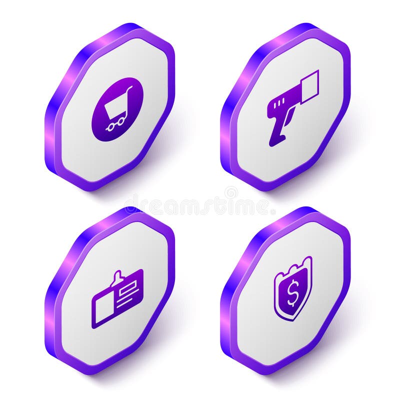 Set Isometric Shopping Cart, Scanner Scanning Bar Code, Identification ...