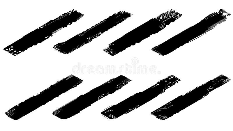 Set of Isometric Silhouettes Rectangular Design Elements in Tech Style ...