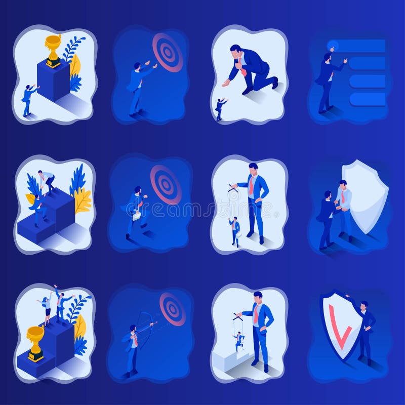 Set Isometric Small Concept Control a Puppet, Protection the Shield ...