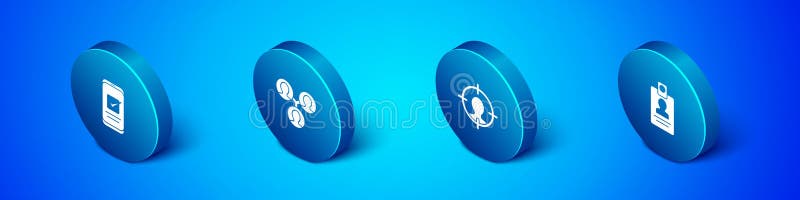 Set Isometric Smartphone, Head Hunting, Identification Badge and ...