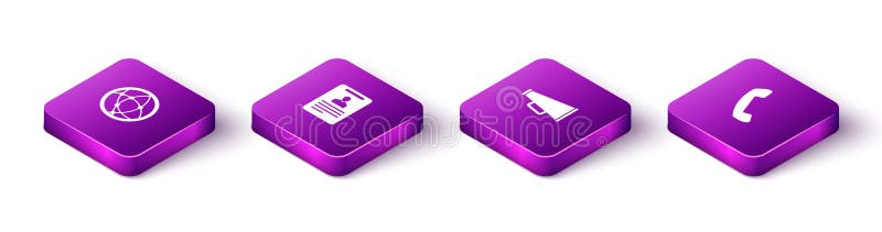 Set Isometric Social Network, Identification Badge, Megaphone and ...