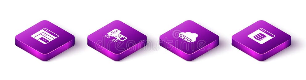Set Isometric Software, Computer Monitor Screen, Web Development and Server, Data, Hosting Icon ...