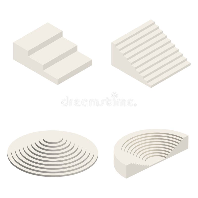 Set of Isometric Stairs Elements Vector Stock Vector - Illustration of ...