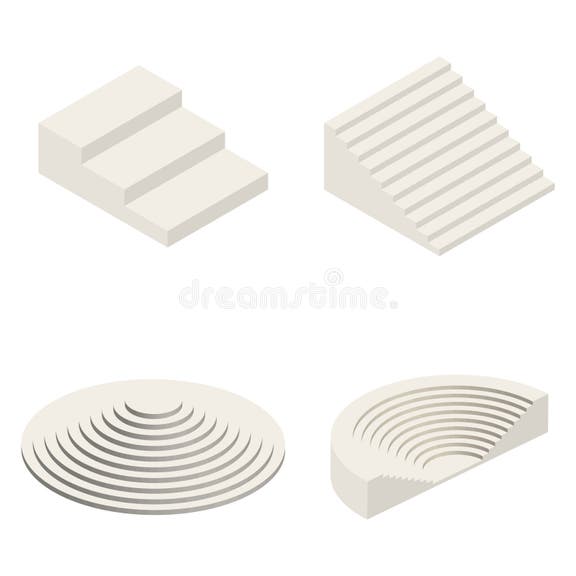 Set of Isometric Stairs Elements Vector Stock Vector - Illustration of ...