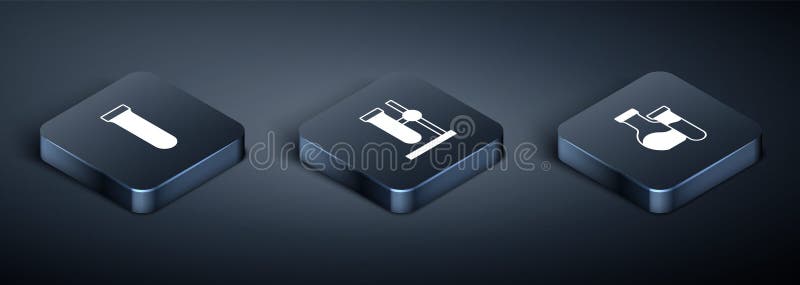 Set Isometric Test Tube, and Flask on Stand Icon. Vector Stock Vector ...