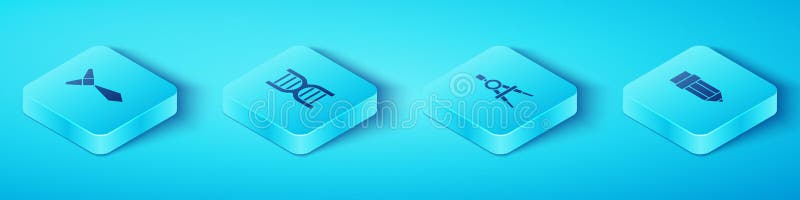 Set Isometric Tie, DNA Symbol, Pencil with Eraser and Drawing Compass ...