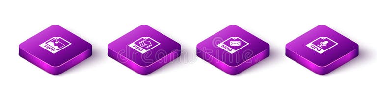 Set Isometric TIFF File Document, PSD, MSG and OGG Icon. Vector Stock ...