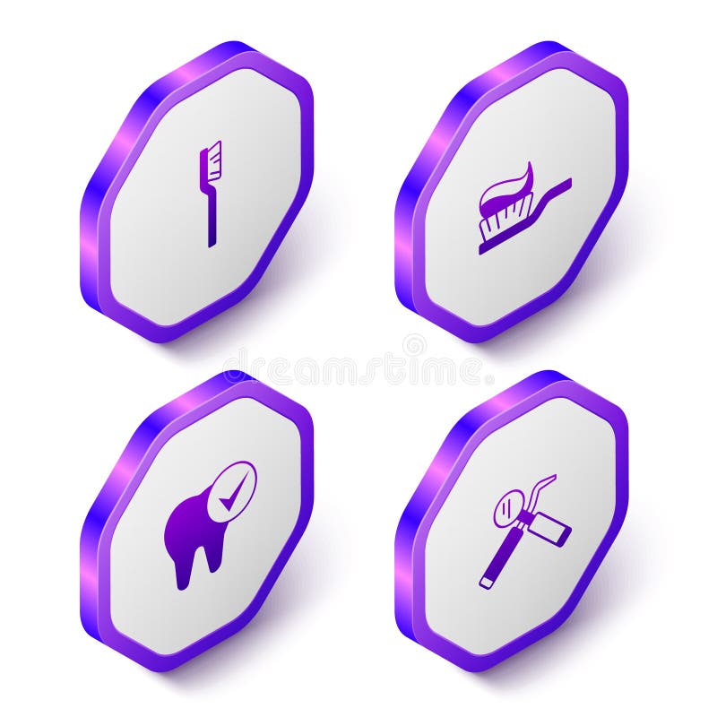 Set Isometric Toothbrush, with Toothpaste, and Dental Mirror and Probe ...