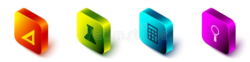 Set Isometric Triangular Ruler, Test Tube and Flask, Calculator and ...