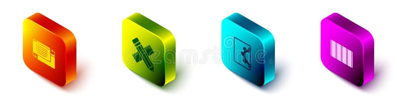 Set Isometric UI or UX Design, Crossed Ruler and Pencil, Web ...