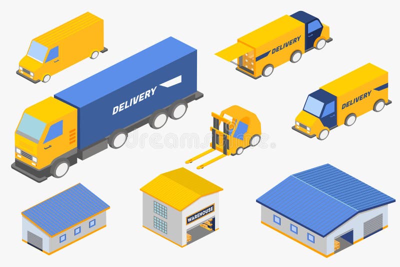 Warehouse Delivery Process Vector Illustration Set, Cartoon Flat Worker ...