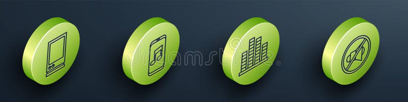 Set Isometric Voice Assistant, Music Player, Music Equalizer and ...