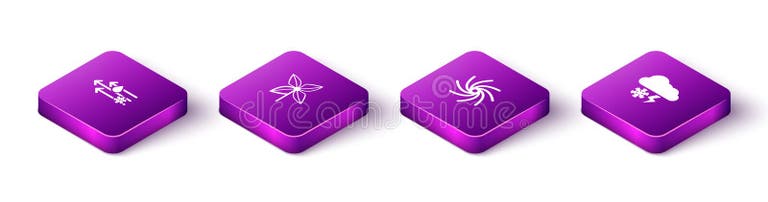 Set Isometric Wind and Rain with Snow, Pinwheel, Tornado and Cloud ...