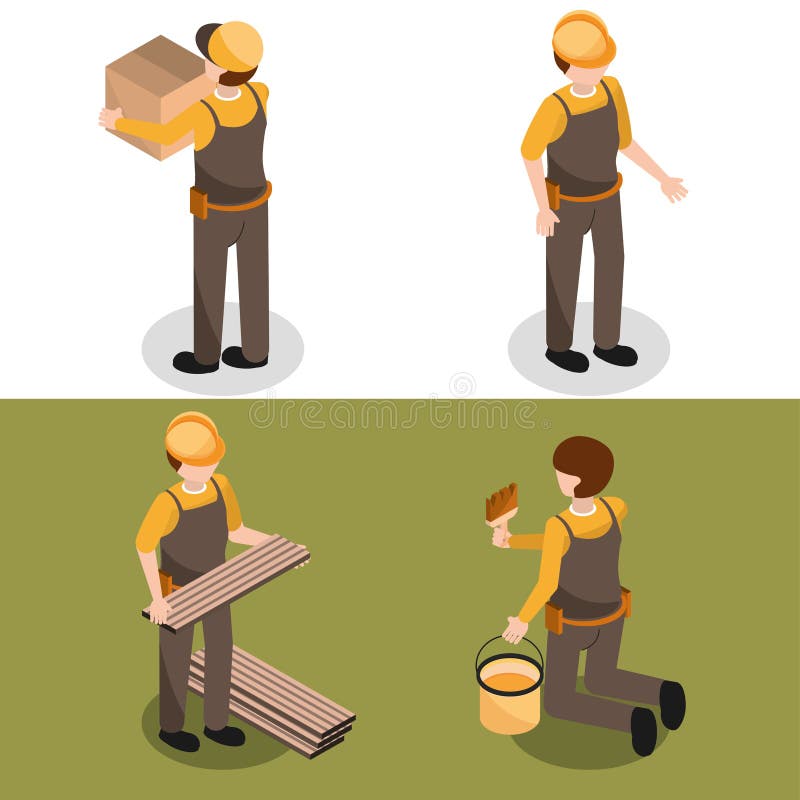 Set of isometric workers stock vector. Illustration of workers - 226879423