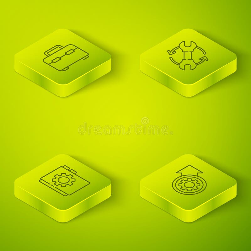 Set Isometric Wrench and Arrows As Workflow, User Manual, Gear Process ...
