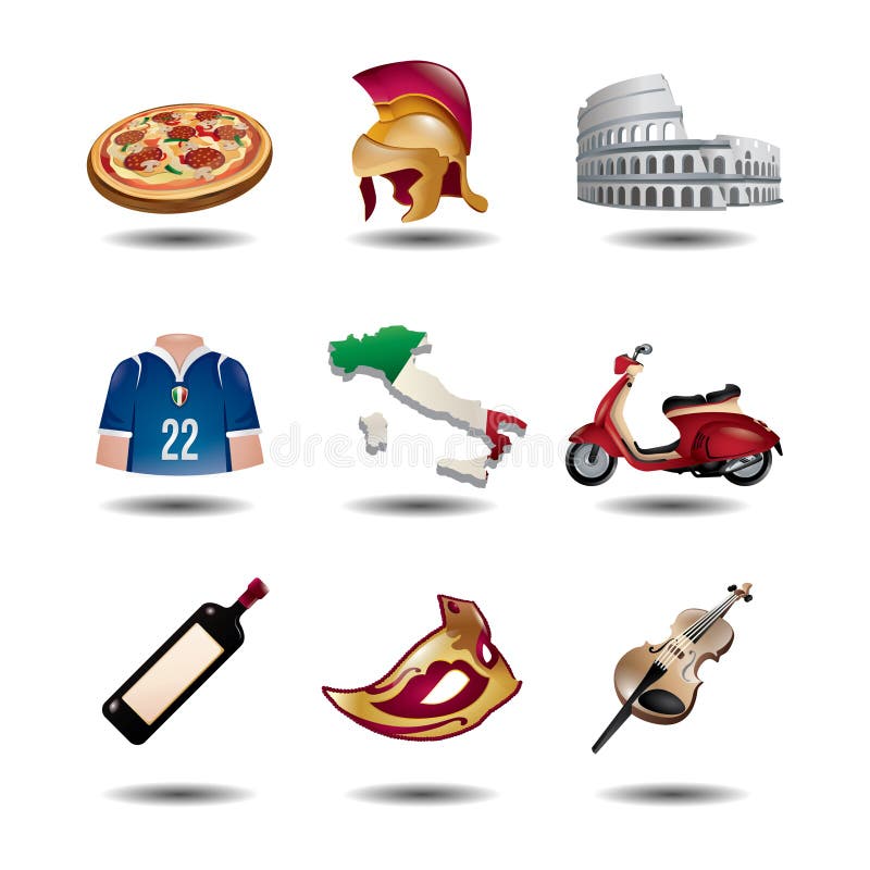 Set of Italian Icons. Vector Illustration Decorative Design Stock ...