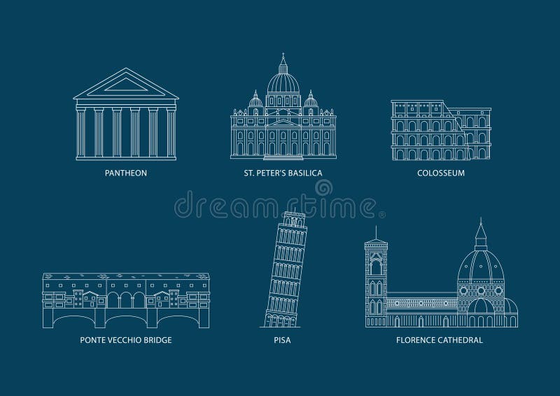 Set of Italy Monuments. Vector Illustration Decorative Design Stock ...