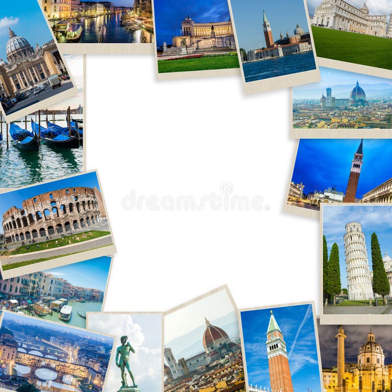 The Set of Italy Photos Arranged in Frame Stock Image - Image of ...