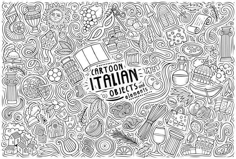 Set of Italy Traditional Symbols and Objects Stock Illustration ...