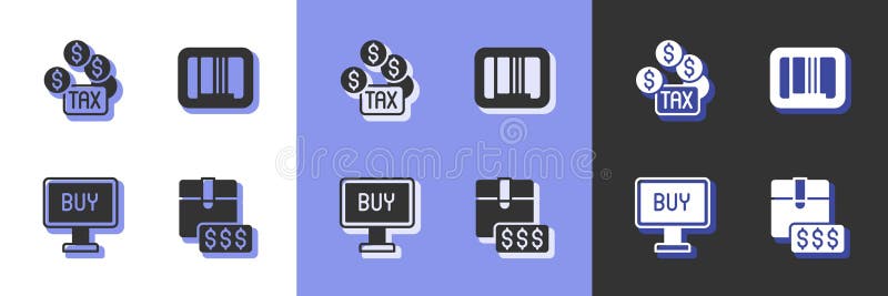 Set Item Price Tag with Dollar, Tax Payment, Buy Button and Barcode ...