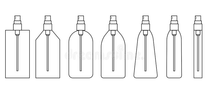 Set 7 Item of Spray Bottle Vector Flat Design. Stock Vector ...