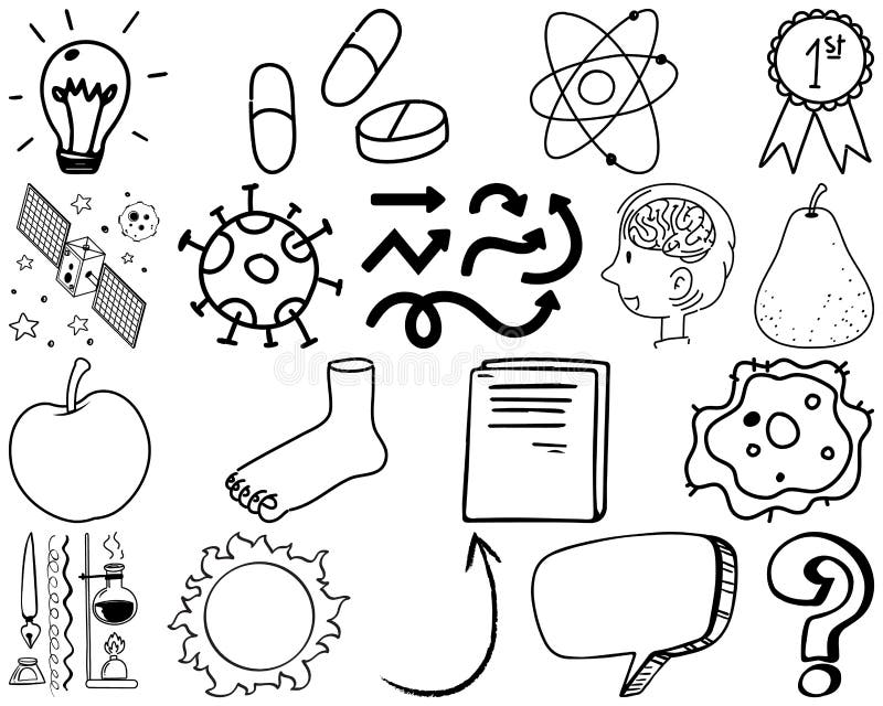 Set of Item and Symbol Hand Drawn Doodle Stock Vector - Illustration of ...