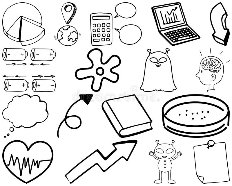 Set of Item and Symbol Hand Drawn Doodle Stock Vector - Illustration of ...