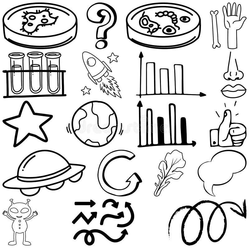 Set of Item and Symbol Hand Drawn Doodle Stock Vector - Illustration of ...