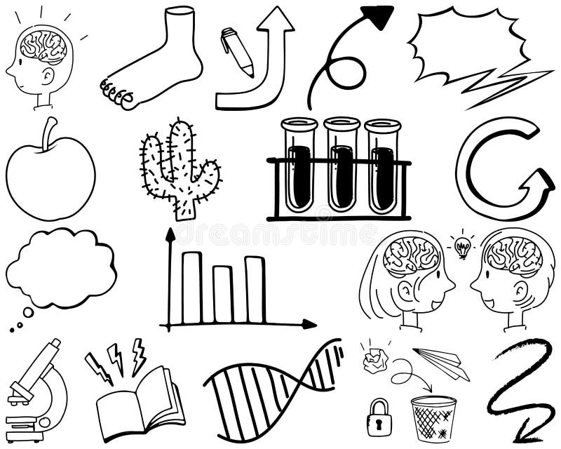 Set of Item and Symbol Hand Drawn Doodle Stock Vector - Illustration of ...