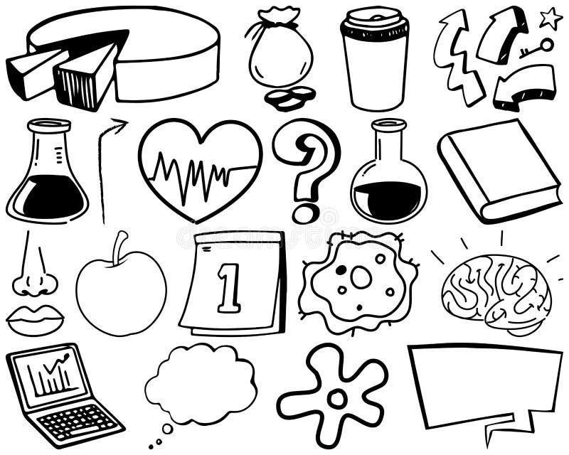 Set of Item and Symbol Hand Drawn Doodle Stock Vector - Illustration of ...
