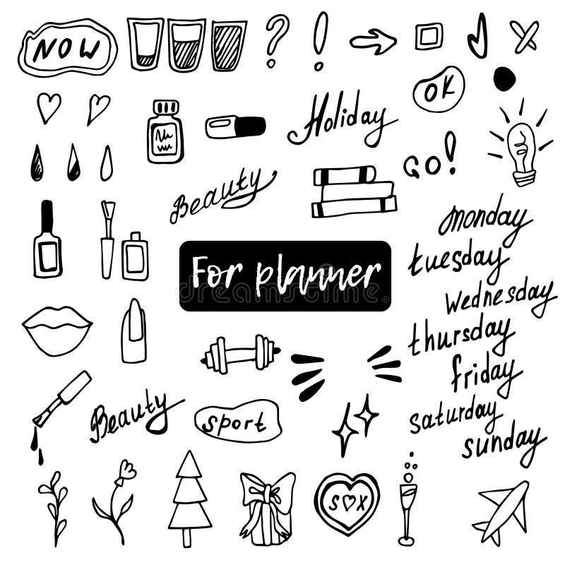 A Set of Items Can Be Used for Stickers for Planning. Stock Vector ...