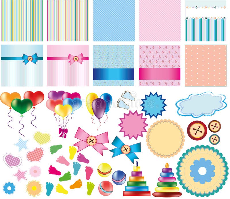 Set of items for card stock vector. Illustration of card - 74874536