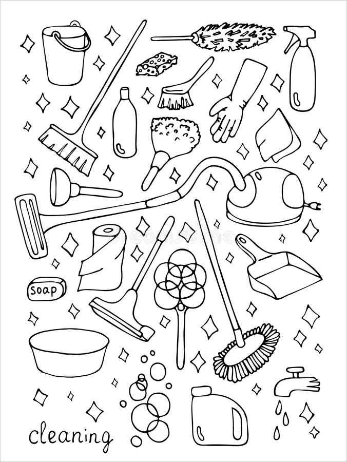 A Set of Items for Cleaning. Doodles. Vector Stock Vector ...