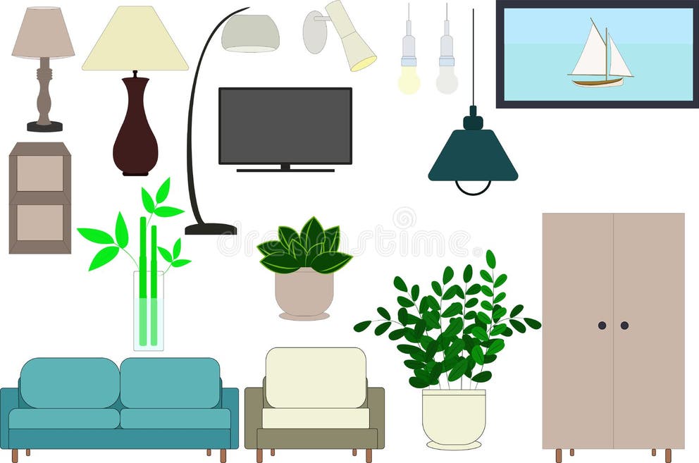 A Set of Items for the Interior. Vector Set of Separate Items. Stock ...